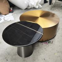 China Circular Marble Stainless Steel Coffee Table Set Luxury Living Room Furniture High End Modern Design for sale
