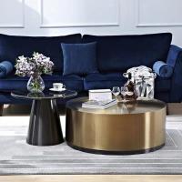 China Circular Marble Stainless Steel Coffee Table Set Luxury Living Room Furniture High End Modern Design for sale