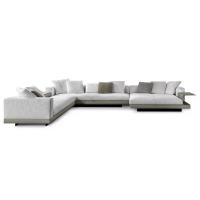 China Large Modular Corner Wooden Sofa Luxury Living Room Furniture Solid Color Patchwork Design for sale