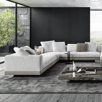 China Large Modular Corner Wooden Sofa Luxury Living Room Furniture Solid Color Patchwork Design for sale
