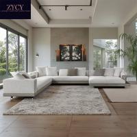 China Large Modular Corner Wooden Sofa Luxury Living Room Furniture Solid Color Patchwork Design for sale