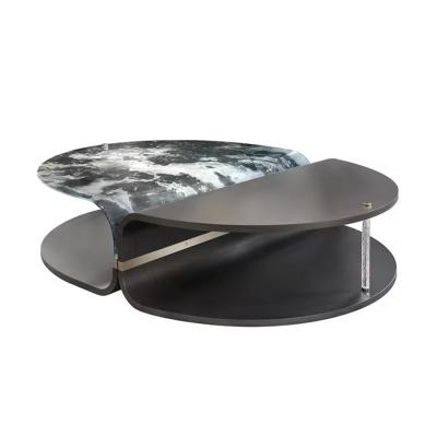 China Acrylic Round Coffee Table Set Luxury Living Room Furniture Modern Wood Design Creative Style for sale