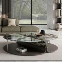 China Acrylic Round Coffee Table Set Luxury Living Room Furniture Modern Wood Design Creative Style for sale