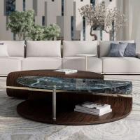 China Acrylic Round Coffee Table Set Luxury Living Room Furniture Modern Wood Design Creative Style for sale