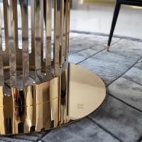 China Personalized Luxury Round Marble Dining Table High End Modern Stainless Steel Set for Villa Home for sale