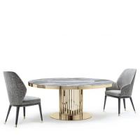 China Personalized Luxury Round Marble Dining Table High End Modern Stainless Steel Set for Villa Home for sale