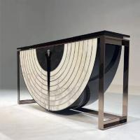China Marble Stainless Steel Corner Table Modern Entryway Furniture Luxury Semi Circular for Villa Hotel for sale