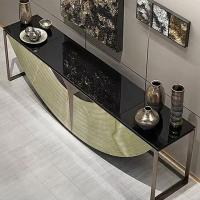 China Marble Stainless Steel Corner Table Modern Entryway Furniture Luxury Semi Circular for Villa Hotel for sale