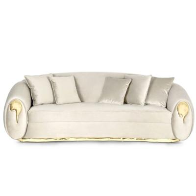 China Genuine Leather Multi Person Sofa Luxury Living Room Furniture Pure Copper Decoration Modern Design for sale