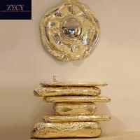 China Irregular Marble Console Table Modern Entryway Furniture Italian Light Luxury Brass Wall Corner for sale