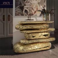 China Irregular Marble Console Table Modern Entryway Furniture Italian Light Luxury Brass Wall Corner for sale