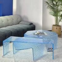 China Acrylic Water Ripple Coffee Table Luxury Living Room Furniture Creative Designer Style Irregular Transparent for sale
