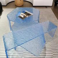 China Acrylic Water Ripple Coffee Table Luxury Living Room Furniture Creative Designer Style Irregular Transparent for sale