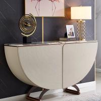 China Platinum Coloured Side Cabinet Modern Entryway Furniture Customized Stainless Steel Marble Surface for sale