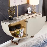 China Platinum Coloured Side Cabinet Modern Entryway Furniture Customized Stainless Steel Marble Surface for sale