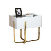 China Nordic Modern Metal Paint Nightstand Luxury Living Room Furniture Wood Rock Board Creative for sale
