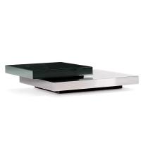 China Stainless Steel Coffee Table Luxury Living Room Furniture Upper Lower Splicing Colors Modern Design for sale