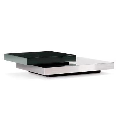China Stainless Steel Coffee Table Luxury Living Room Furniture Upper Lower Splicing Colors Modern Design for sale