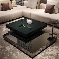 China Stainless Steel Coffee Table Luxury Living Room Furniture Upper Lower Splicing Colors Modern Design for sale