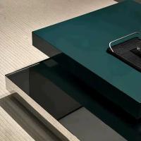 China Stainless Steel Coffee Table Luxury Living Room Furniture Upper Lower Splicing Colors Modern Design for sale