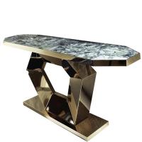 China Luxury Corner Table Modern Entryway Furniture Light Marble Stainless Steel for Home Office for sale