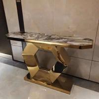 China Luxury Corner Table Modern Entryway Furniture Light Marble Stainless Steel for Home Office for sale