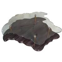 China Advanced Wood Veneer Coffee Table Luxury Living Room Furniture Tempered Glass Marble Special Shape for sale