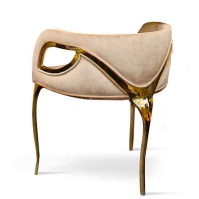 China Modern Pure Copper Dining Chair Luxury Lounge Furniture Velvet Backrest Casual Stool for Home for sale