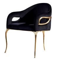 China Modern Pure Copper Dining Chair Luxury Lounge Furniture Velvet Backrest Casual Stool for Home for sale