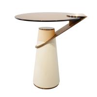 China Modern Simple Round Coffee Table Luxury Living Room Furniture Stainless Steel Glass Home Decor for sale