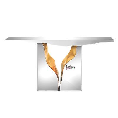 China Designer Console Table Modern Entryway Furniture Light Luxury Stainless Steel Wall Mounted Style for sale