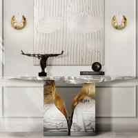 China Designer Console Table Modern Entryway Furniture Light Luxury Stainless Steel Wall Mounted Style for sale