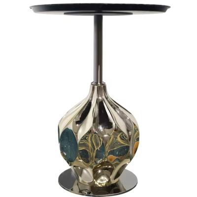 China Creative Metal Circular Coffee Table Luxury Living Room Furniture Stainless Steel Household for sale