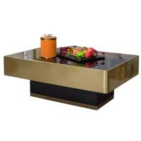 China Square Natural Marble Coffee Table Luxury Living Room Furniture Stainless Steel Villa Design for sale