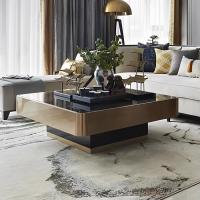 China Square Natural Marble Coffee Table Luxury Living Room Furniture Stainless Steel Villa Design for sale