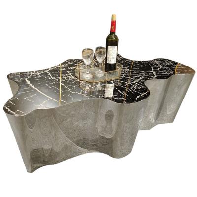 China Stainless Steel Irregular Stump Design Coffee Table Luxury Living Room Furniture Gold Silver Color for sale