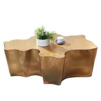 China Stainless Steel Irregular Stump Design Coffee Table Luxury Living Room Furniture Gold Silver Color for sale
