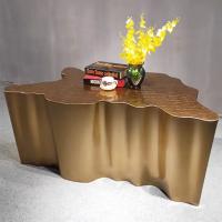 China Stainless Steel Irregular Stump Design Coffee Table Luxury Living Room Furniture Gold Silver Color for sale