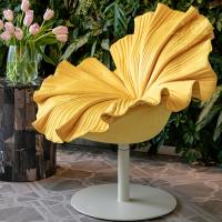 China Leather Revolving Lounge Chair Luxury Lounge Furniture Petal Like Velvet  Design for Bedroom Hotel for sale