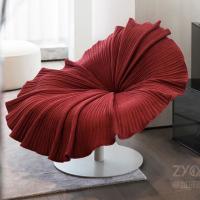 China Leather Revolving Lounge Chair Luxury Lounge Furniture Petal Like Velvet  Design for Bedroom Hotel for sale