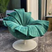 China Leather Revolving Lounge Chair Luxury Lounge Furniture Petal Like Velvet  Design for Bedroom Hotel for sale