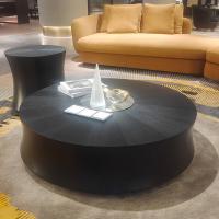 China Wood Grain Coffee Table Luxury Living Room Furniture Simple Round High Bottom Glass Plastic for sale