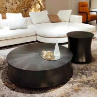 China Wood Grain Coffee Table Luxury Living Room Furniture Simple Round High Bottom Glass Plastic for sale