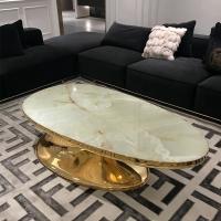 China Oval Fiberglass Steel Coffee Table Luxury Living Room Furniture Creative Concept Small Size for sale