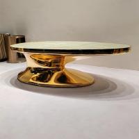 China Oval Fiberglass Steel Coffee Table Luxury Living Room Furniture Creative Concept Small Size for sale