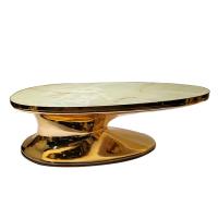 China Oval Fiberglass Steel Coffee Table Luxury Living Room Furniture Creative Concept Small Size for sale