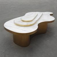 China Three Tiered Metal Steel Coffee Table Luxury Living Room Furniture Irregular Wave Design for sale