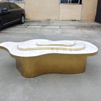 China Three Tiered Metal Steel Coffee Table Luxury Living Room Furniture Irregular Wave Design for sale