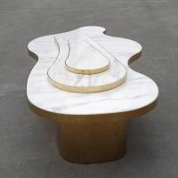 China Three Tiered Metal Steel Coffee Table Luxury Living Room Furniture Irregular Wave Design for sale