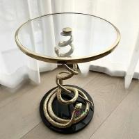 China Pure Copper Snake Shaped Legs Coffee Table Luxury Living Room Furniture Corner Table for sale
